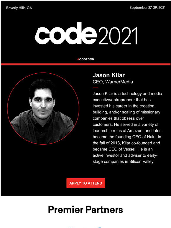 Recode: WarnerMedia CEO Jason Kilar is coming to Code | Milled