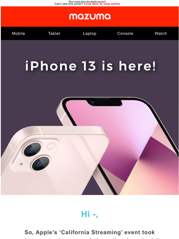Mazuma Mobile: It's finally here - the new iPhone 13 | Milled