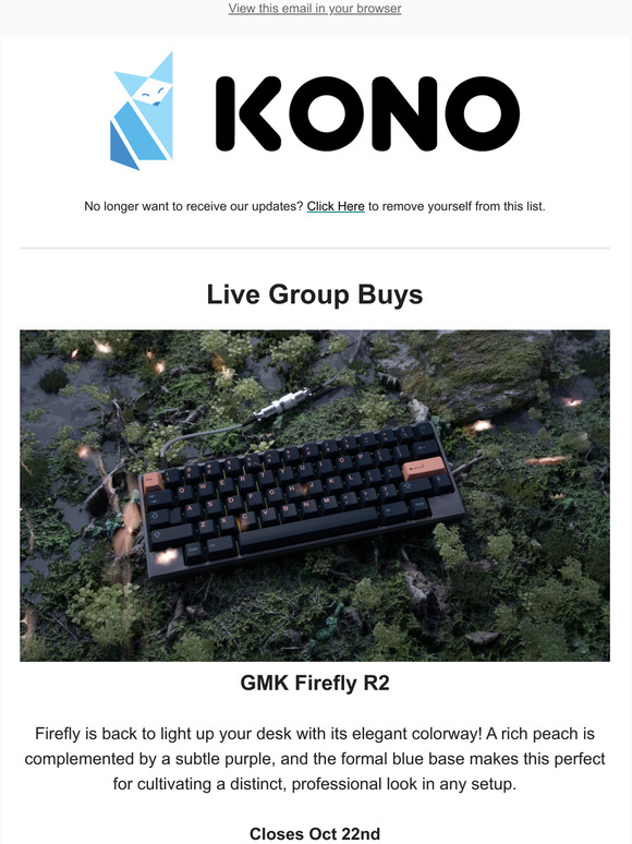 Kono Store: GMK Firefly R2 GB! - Kono Store Weekly Update | Milled