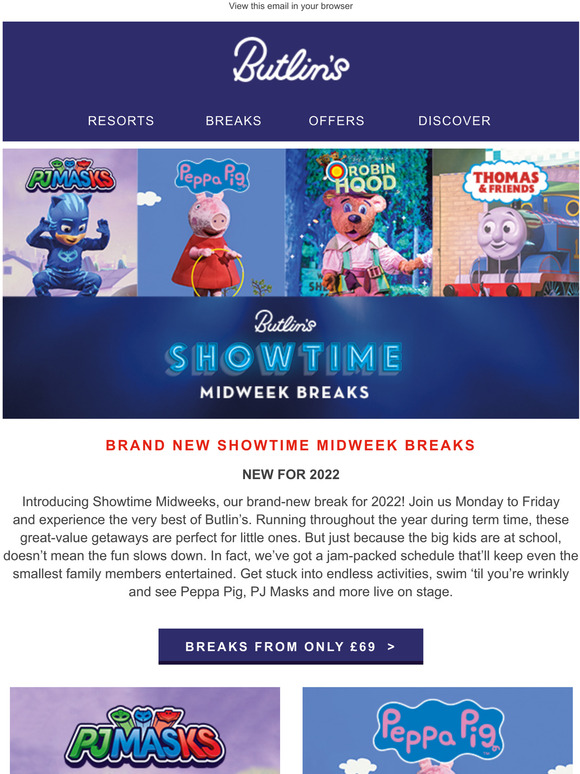 Butlins: Brand new Showtime Midweek breaks | Milled