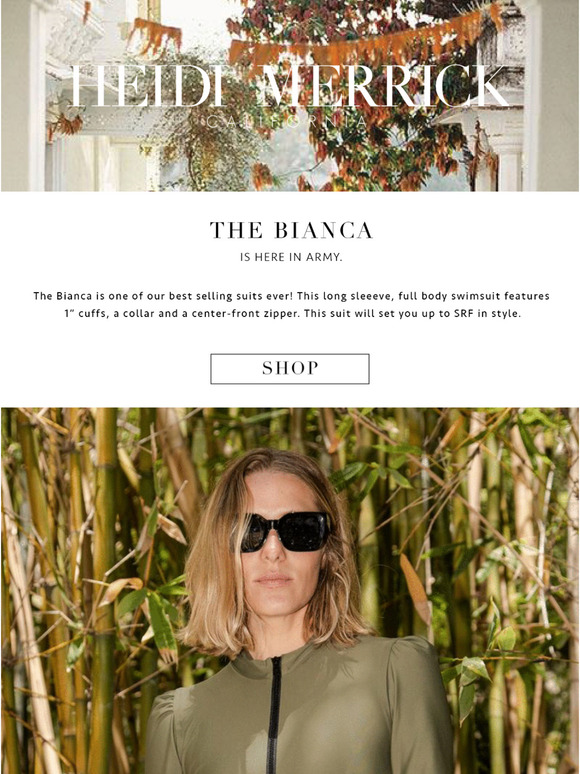 Heidi Merrick: Our Best Selling Suit, The Bianca, is Here in Army | Milled