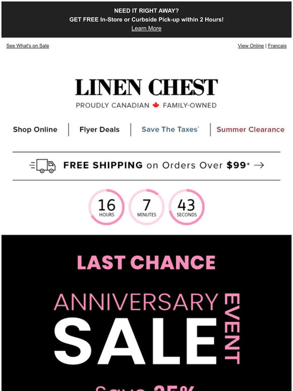 Linen Chest: LAST CALL: Triple Bonus Event + Anniversary Sale Coupon ...