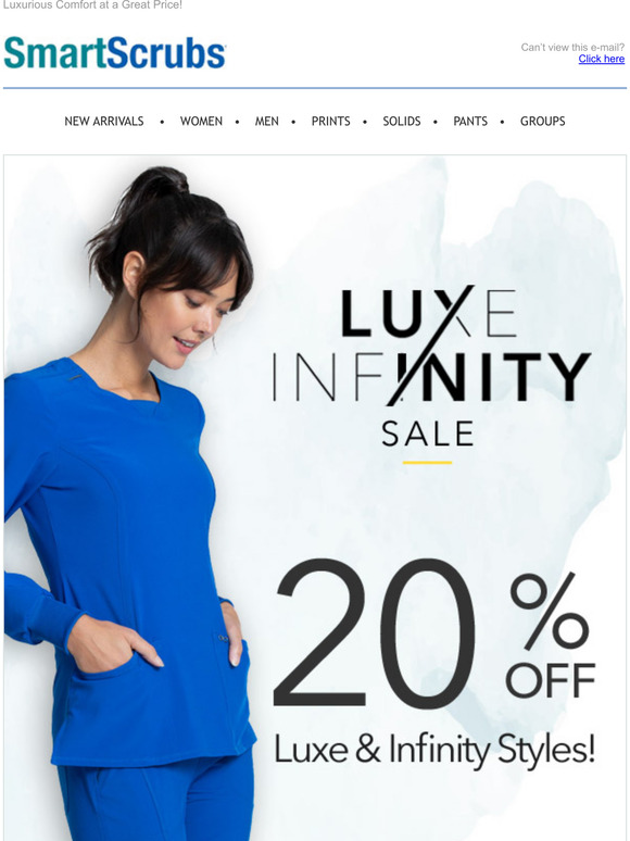 SmartScrubs.com: Luxe & Infinity Styles are 20% off! | Milled