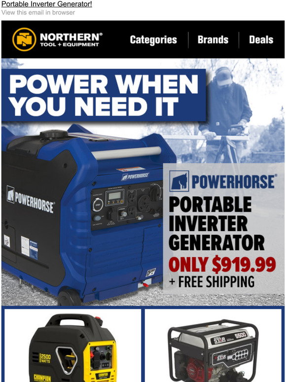 Northern Tool: Portable Power When You Need It! | Milled