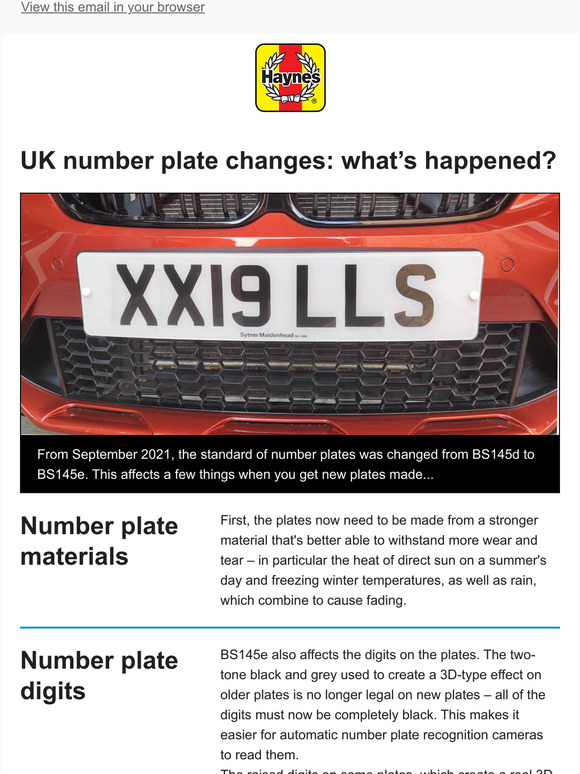 Haynes: Number plate rules: what's happened? | Milled