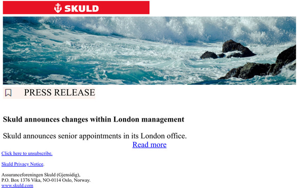 Skuld: Skuld announces changes within London management | Milled
