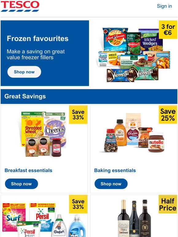 Tesco: Get 3 for 6 on all your frozen favourites. | Milled