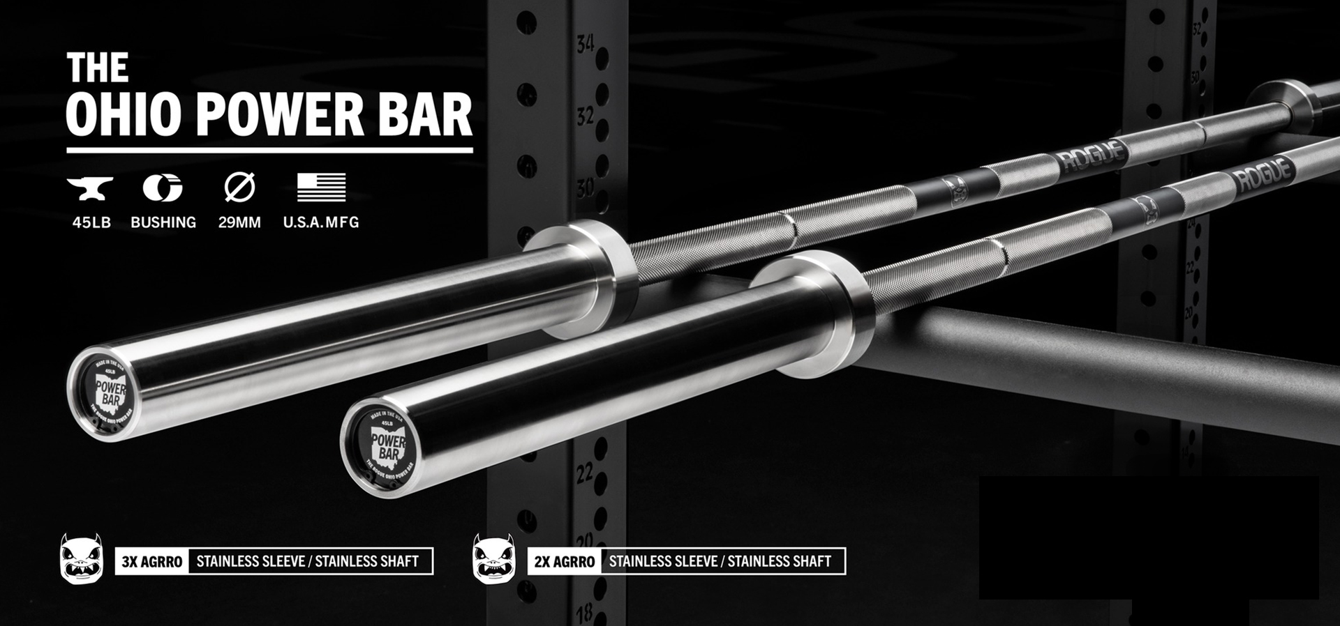 Rogue Fitness: Just Launched: Rogue 45LB Ohio Power Bar - AGGRO | Milled