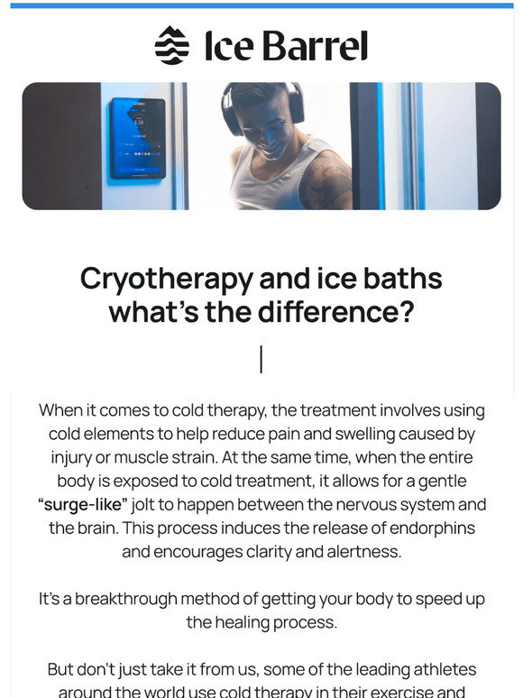 Ice Barrel: Cryotherapy and Ice Baths - What's the Difference? | Milled
