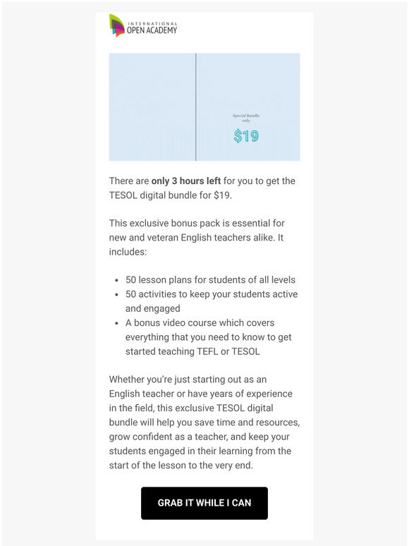 International Open Academy: 3 hours left to claim the TESOL digital ...
