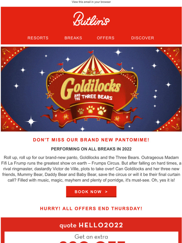 Butlins: Brand new Butlin's pantomime for 2022! | Milled