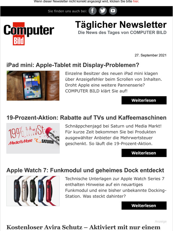 computerbild: iPad mini: Apple-Tablet mit Bildschirm-Problemen ...