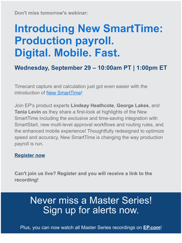Entertainment Partners: Master Series Faster Production Payroll with ...