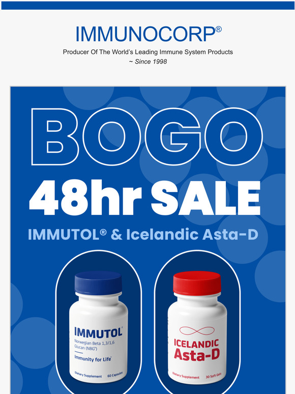 Immunocorp: Starts NowBOGO On IMMUTOL & Icelandic Asta-D | Milled