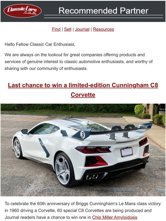 ClassicCars: Last chance to win a limited-edition Cunningham C8 ...