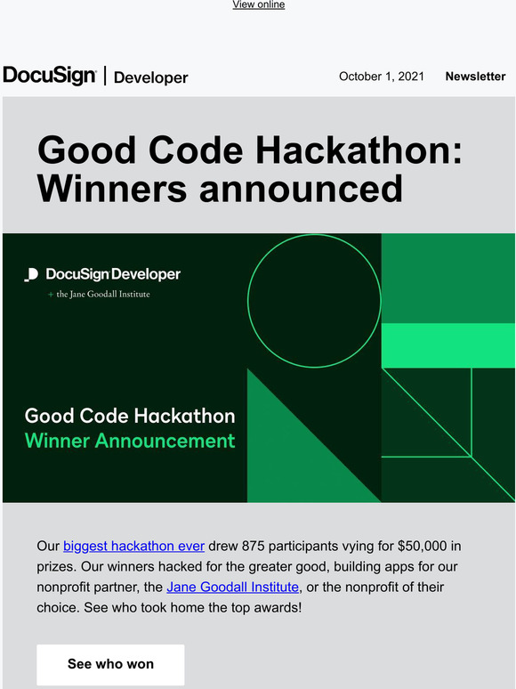 DocuSign: Congratulate the winners of our Good Code Hackathon! | Milled