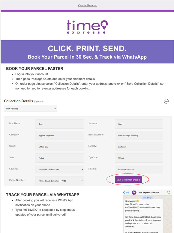 Time Express Parcels: Book Your Parcel in 30sec. & Track via WhatsApp ...