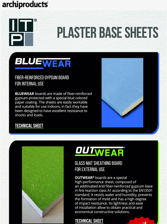 Archiproducts IT: ITP plaster base sheets with high strength and ...