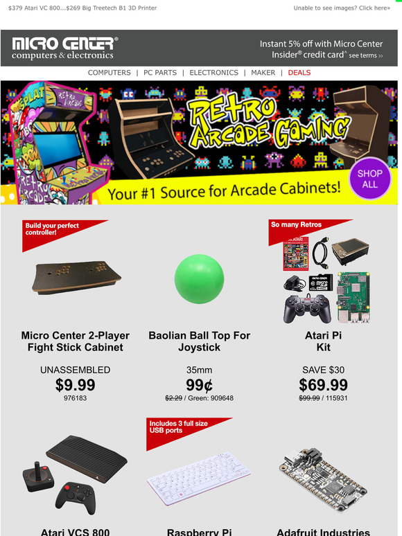 Micro Center: $9 2-Player Fight Stick Cabinet...$69 Atari Pi Kit | Milled