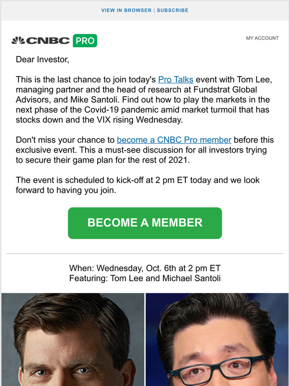 CNBC: Watch Pro Talks live today with Tom Lee and Michael Santoli! | Milled