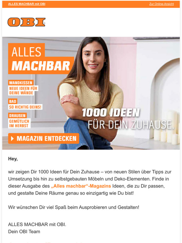 OBI: Hey, entdecke 1000 Ideen fr Dein Zuhause! | Milled