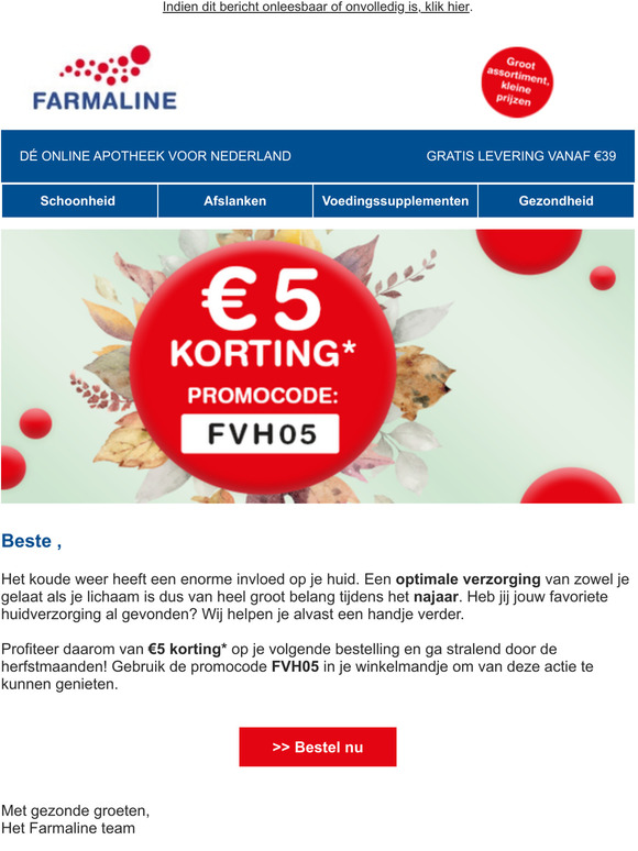Farmaline: Beste , geniet van 5 korting op je volgende bestelling en ...