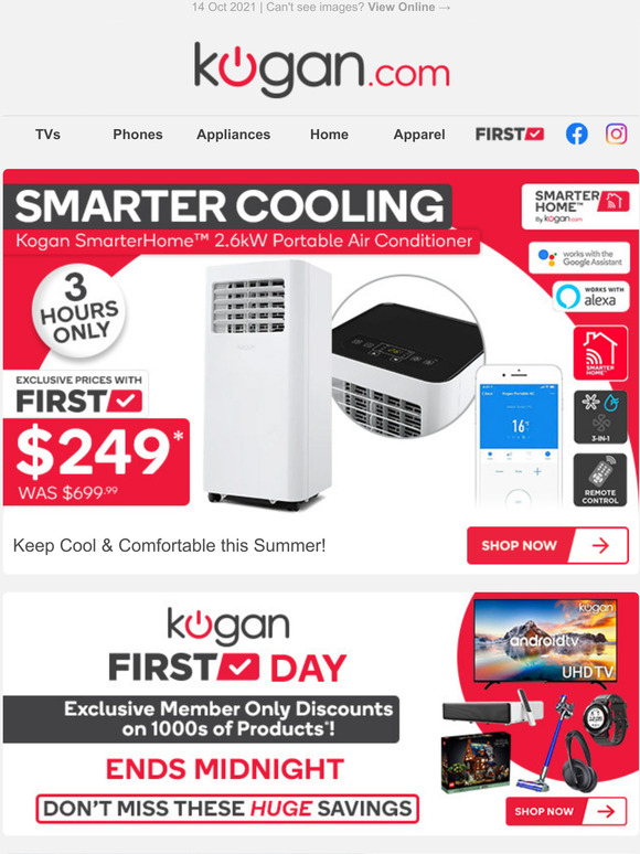Smarterhome 2 6kw Portable Air Conditioner 249 Was 699