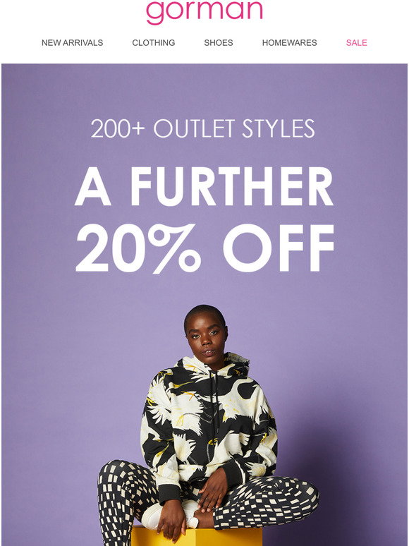 Gorman: A further 20% off 200+ Outlet Styles | Milled