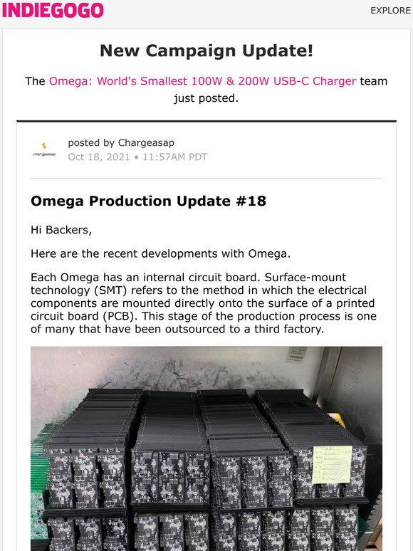 Indiegogo: Update #19 from Omega: World's Smallest 100W & 200W USB-C ...