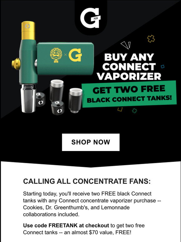 G Pen: Updated: Use This Code To Get Two FREE Connect Tanks | Milled