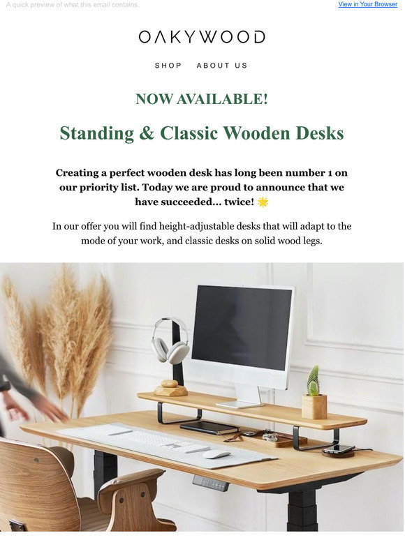 Oakywood: Now available! Oakywood standing and classic desks | Milled