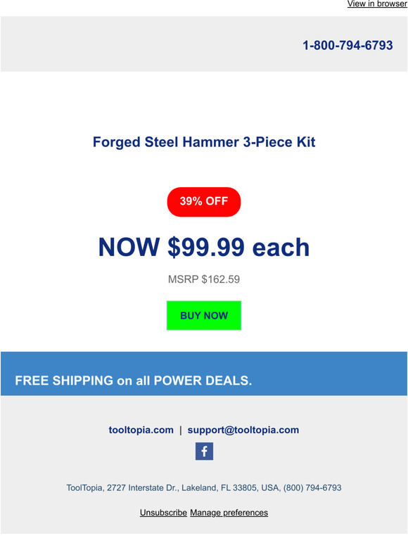 ToolTopia: POWER DEAL K-Tool International Forged Steel Hammer 3-Piece ...