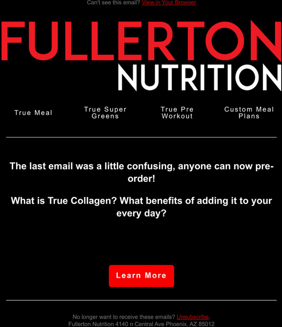 Fullerton Nutrition: sorry! Every one can pre order True Collagen ...