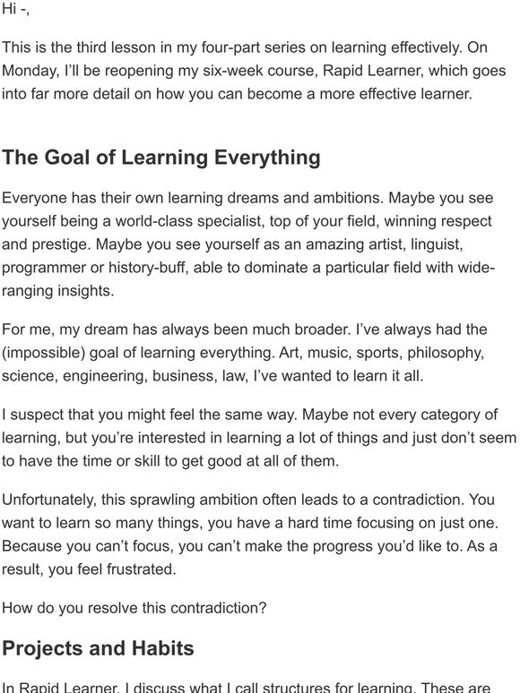 Scott Young: Lesson 3: How to become a Renaissance man (or woman) | Milled