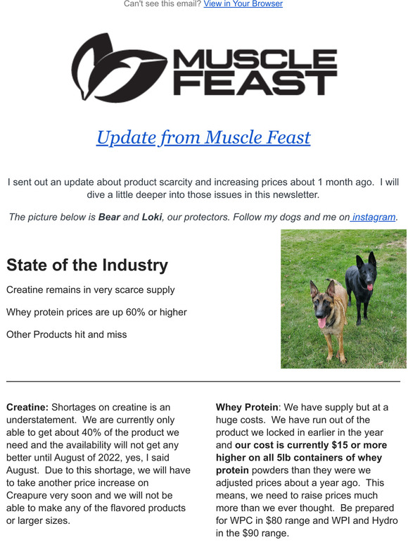 Muscle Feast: Note From Sean @ Muscle Feast | Milled