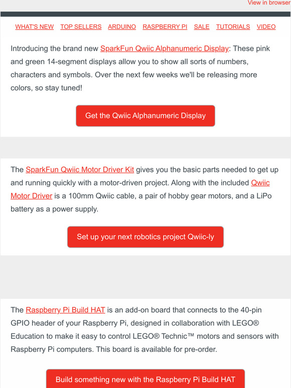 SparkFun: New 14-segment displays, robotics kits and Raspberry Pi HATs ...