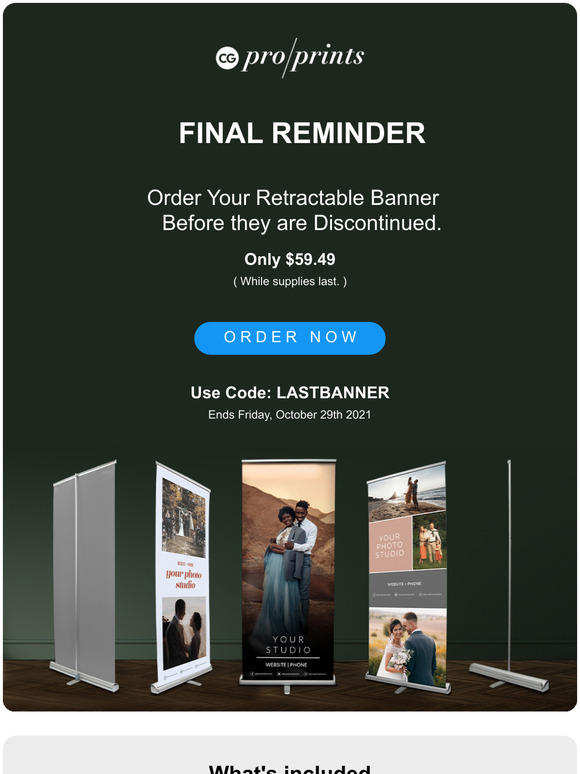CG Pro Prints: FINAL REMINDER: Order Your Retractable Banner | Milled