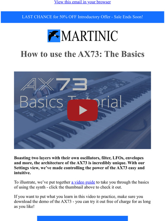 Martinic Audio: Learn the basics of the AX73 with this video | Milled