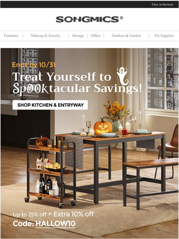 SONGMICS: BOO! HUGE Halloween savings! | Milled