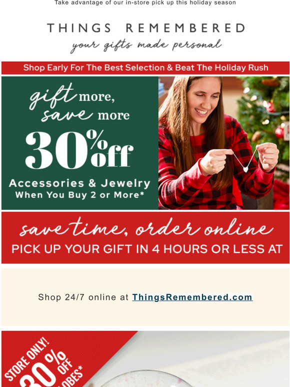 Things Remembered: Order Online & Pick Up in Store! (Plus 30% Off Great ...