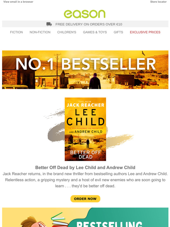 Easons: Lee Child's Jack Reacher is back... plus WOW Prices on selected 2022 Annuals! | Milled