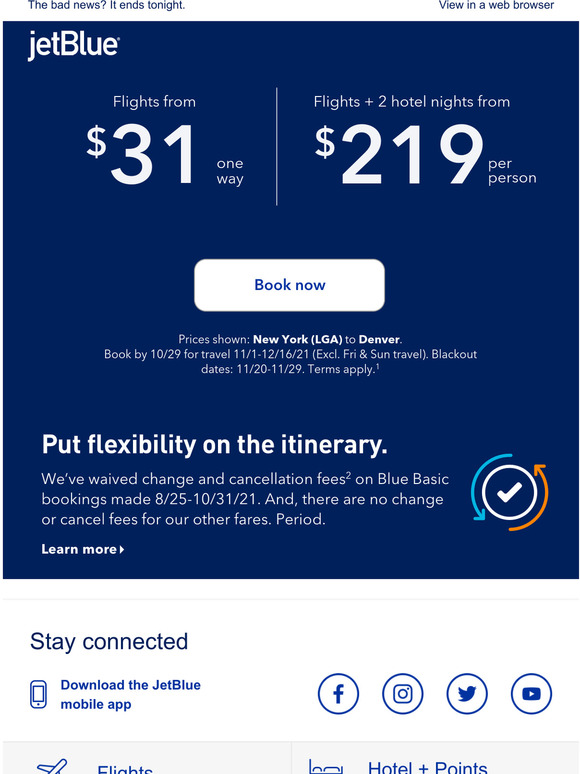 JetBlue Travel: The good news? The Monster Sale is still on. | Milled