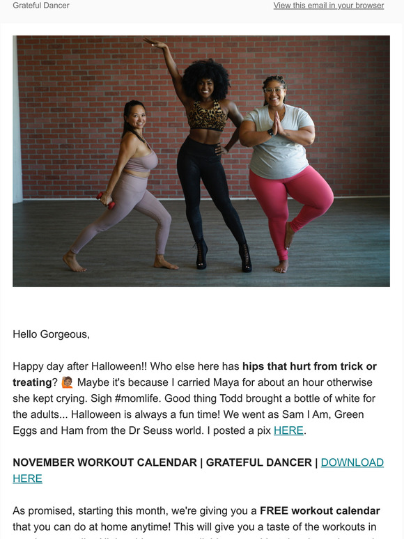 Hip Shake Fitness: Your NOVEMBER Workout Calendar is HERE! | Milled