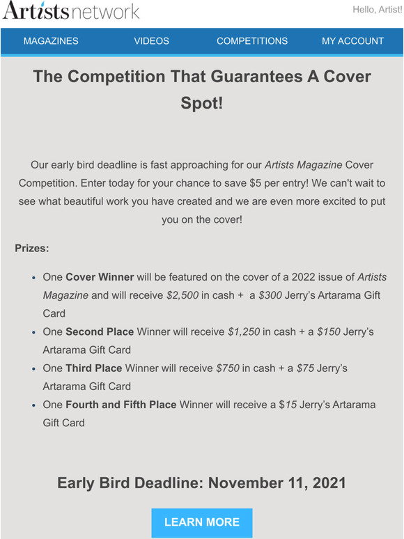 Artists Network: Do you want to be featured on the cover of Artists ...