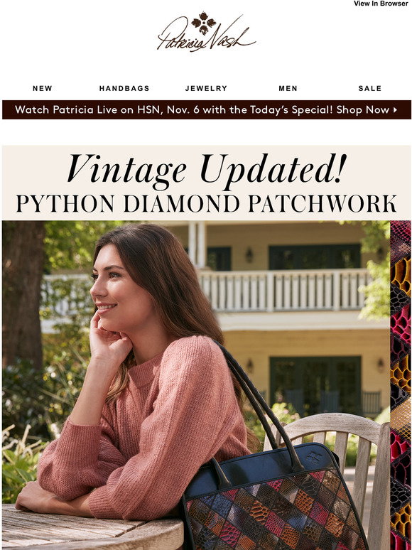 Patricia Nash: New On-Trend Vintage | Python Diamond Patchwork Leather ...