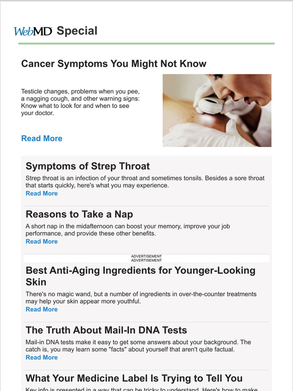 WebMD: Cancer Symptoms You Might Not Know | Milled