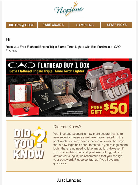 Neptune Cigar: Free Flathead Engine Triple Flame Lighter with CAO ...