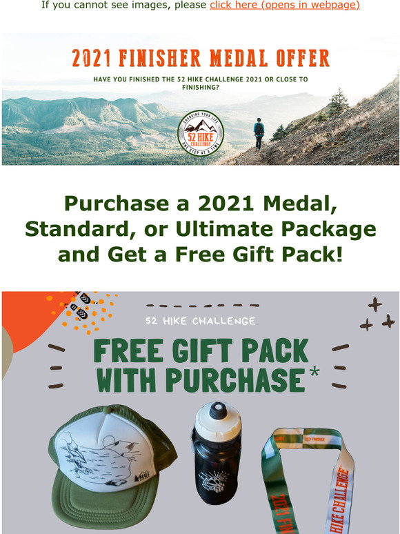 52 Hike Challenge: Free Gift Pack with 2021 Medal, Standard, or ...