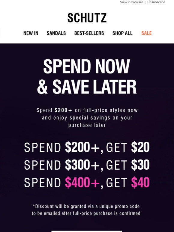 Schutz: Spend Now & Save Later Starts NOW | Milled