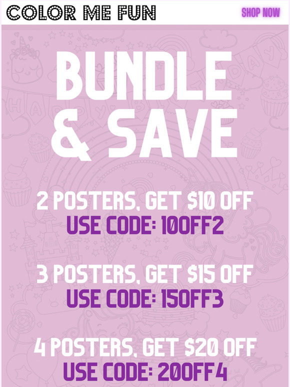 Color Me Fun: Get $15 off 3 Coloring Posters! | Milled